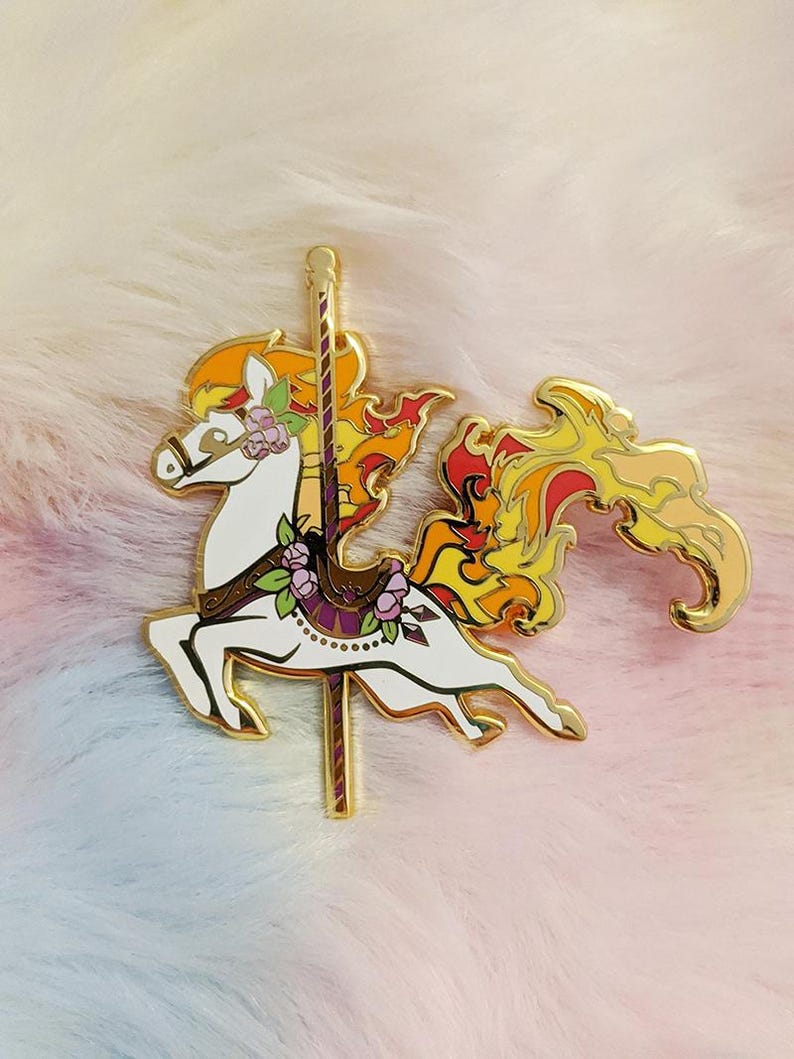 Carnival Set: Fire Pony Carousel - Hard Enamel Pin | Gold Plated | Cute ...