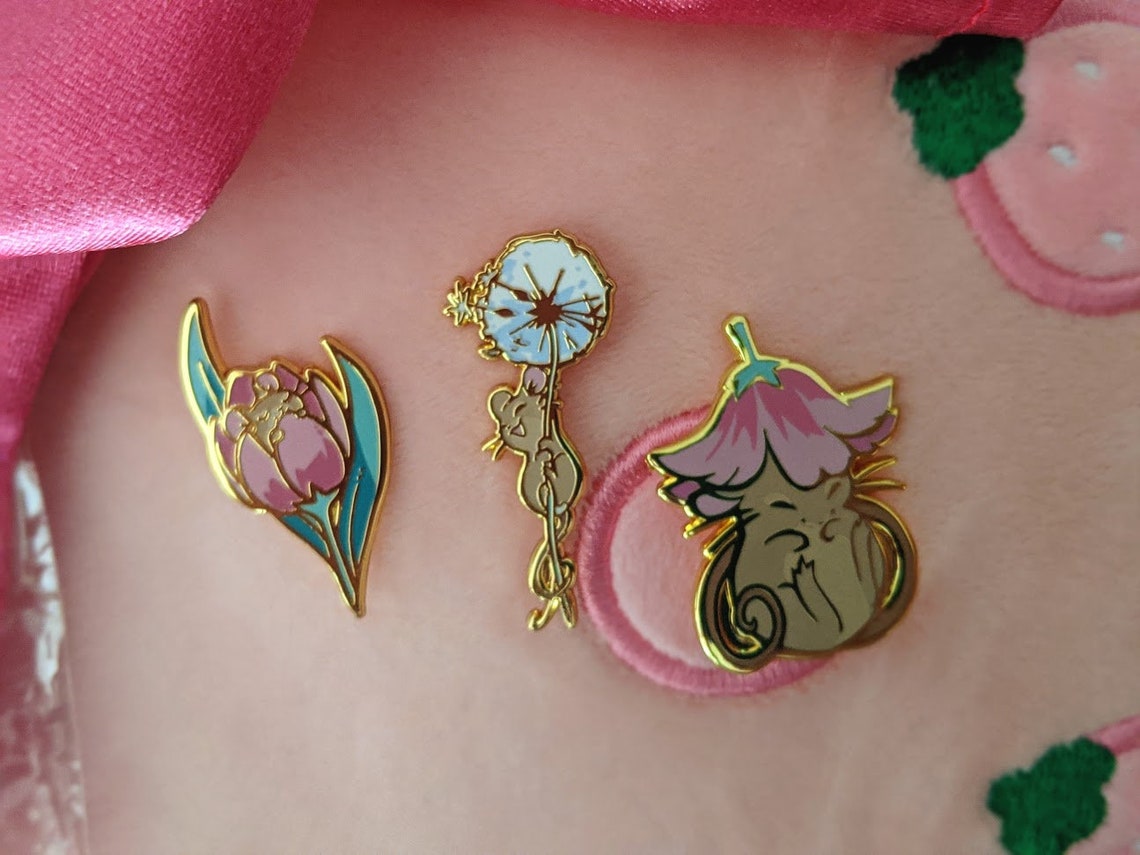 Flower Mice Set: Tulip - Hard Enamel Pin | Gold Plated | Cute Gift ...
