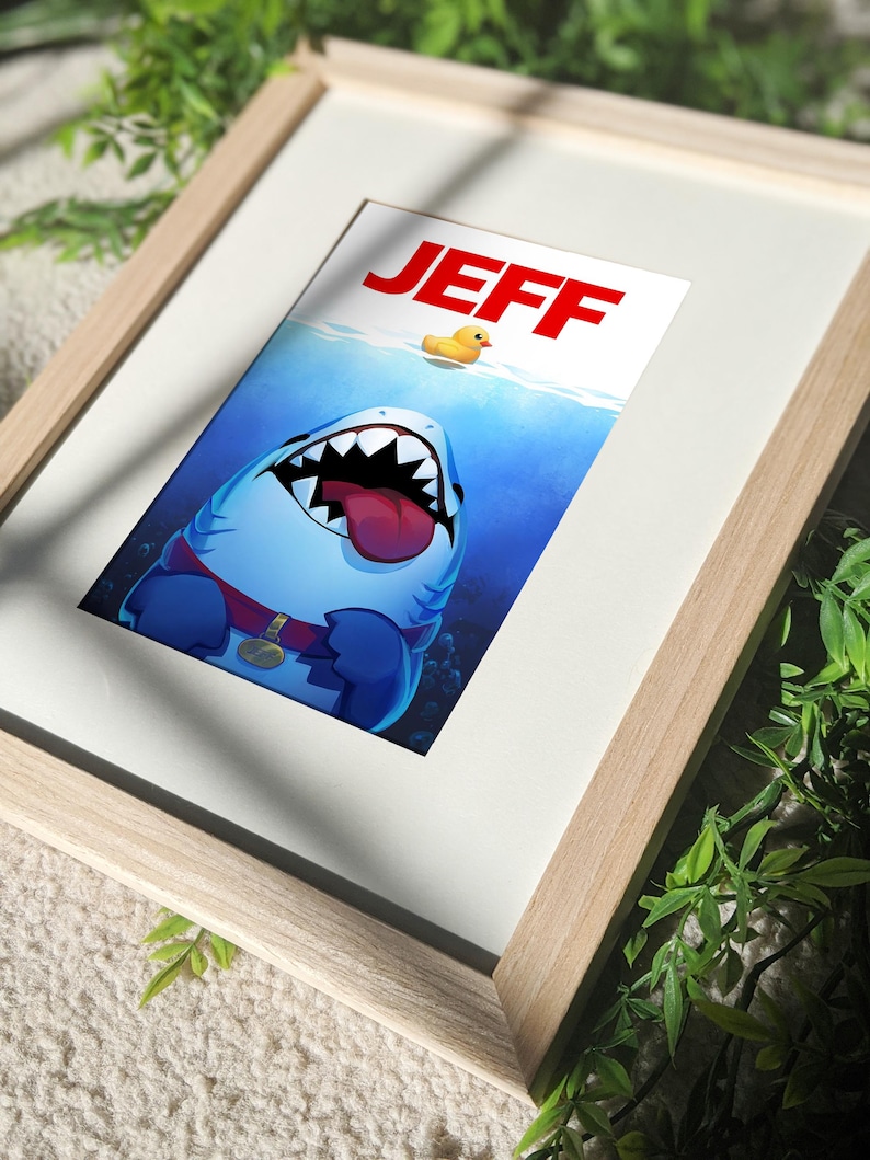 Jeff the Landshark Parody Print | Jaws Parody Print | NO-AI-ART | Human ...