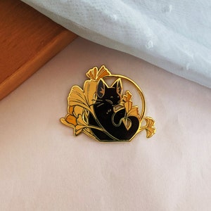 Ginkgo Cat Hard Enamel Pin | Gold | Gift for Cat Lovers | Orange Tabby ...