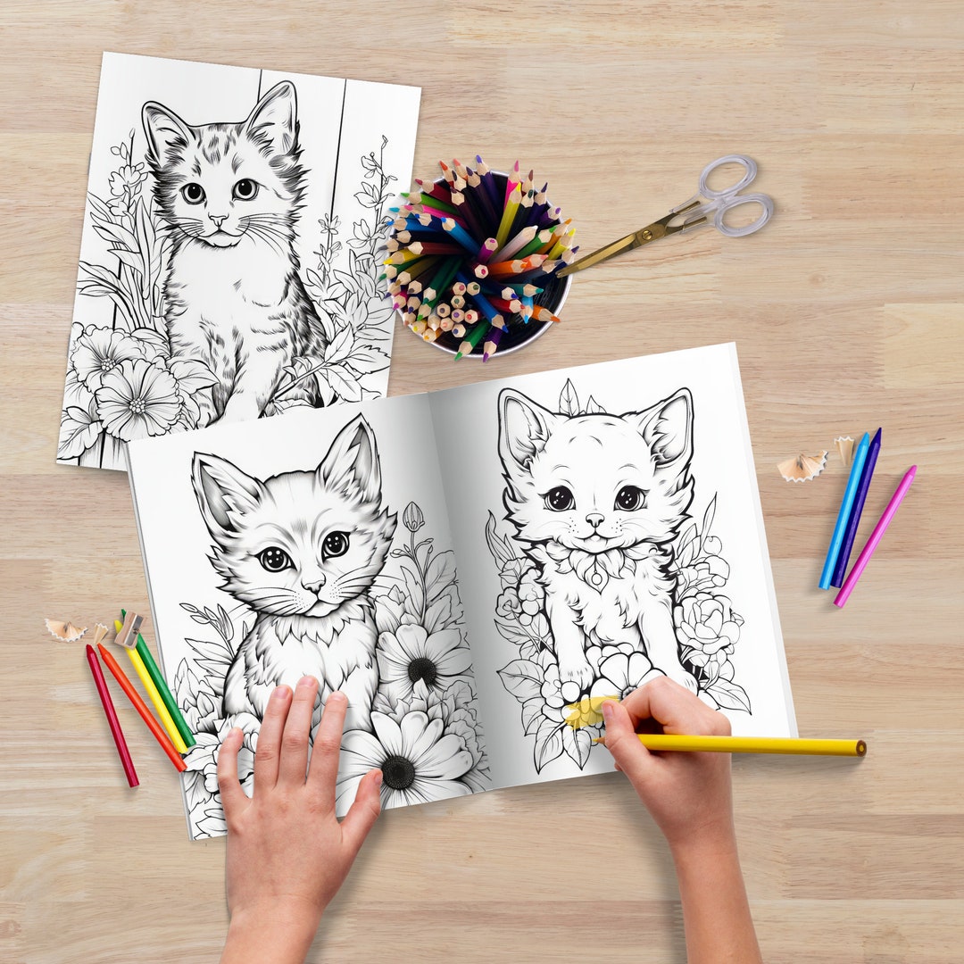 A5 Printable Kitten Colouring Pages Children Adults 27 PAGES - Etsy ...