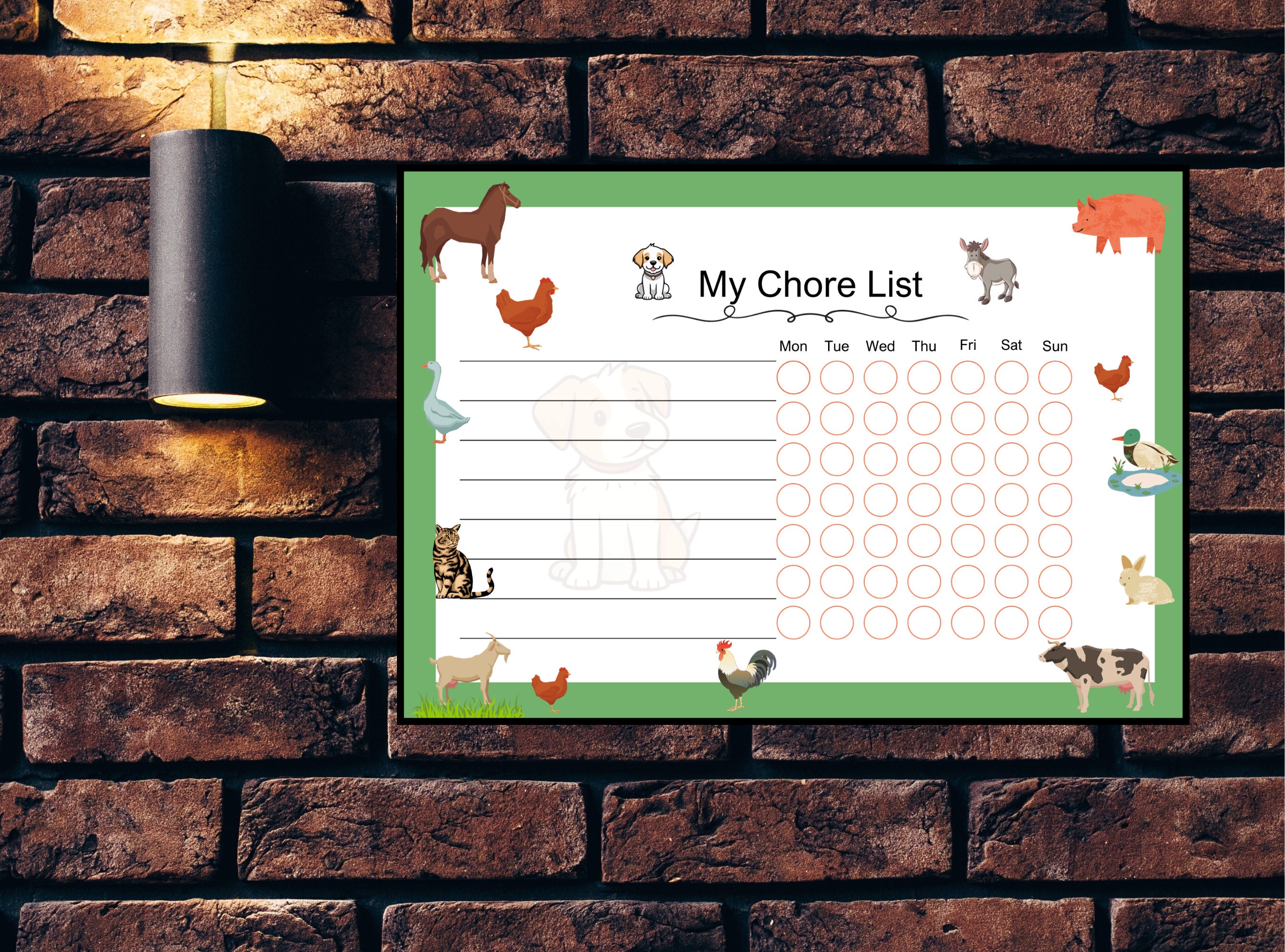 Animal Weekly Chore List, Chore Chart, Kids Chore List, to Do List ...