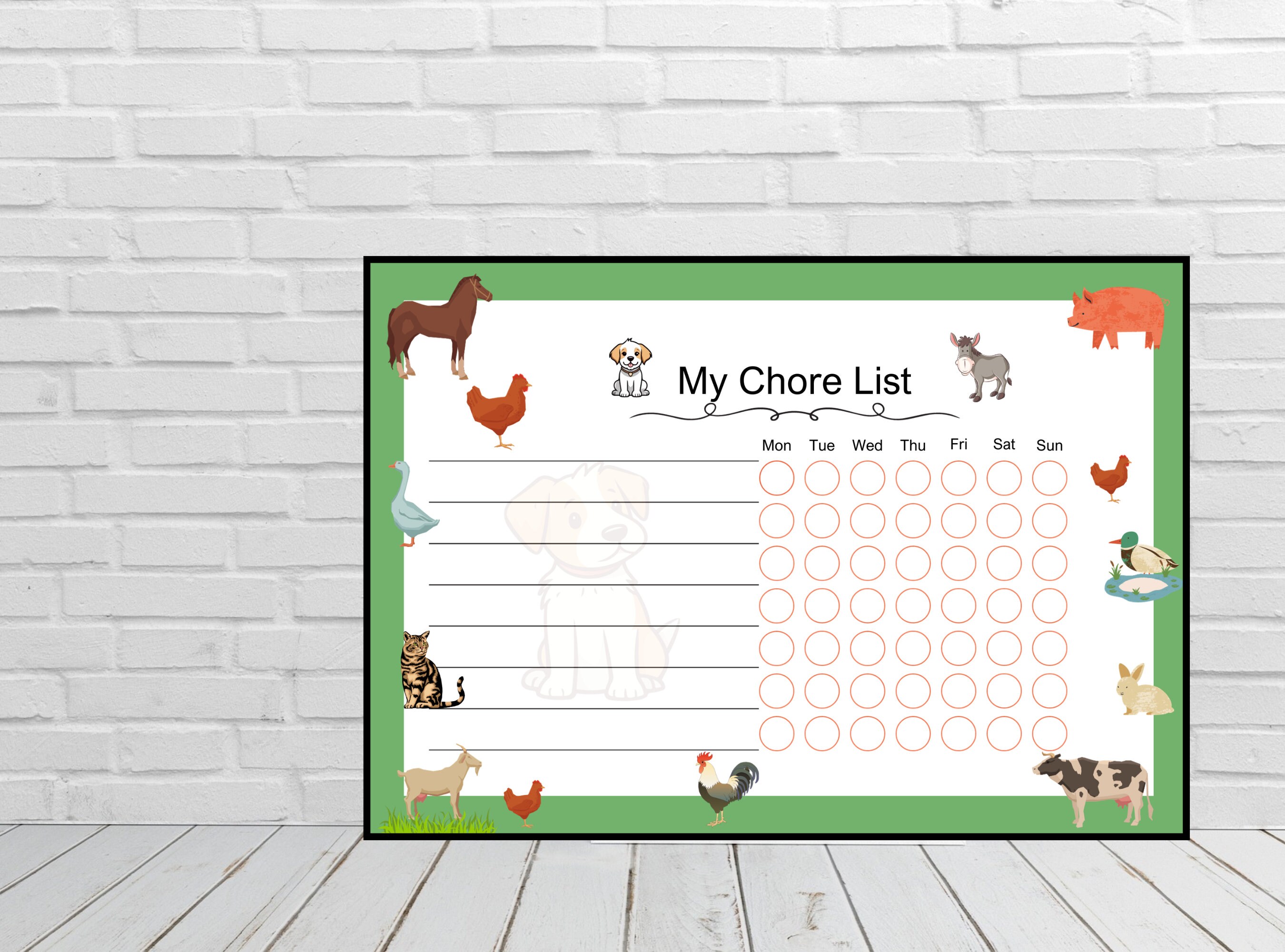 Animal Weekly Chore List, Chore Chart, Kids Chore List, to Do List ...