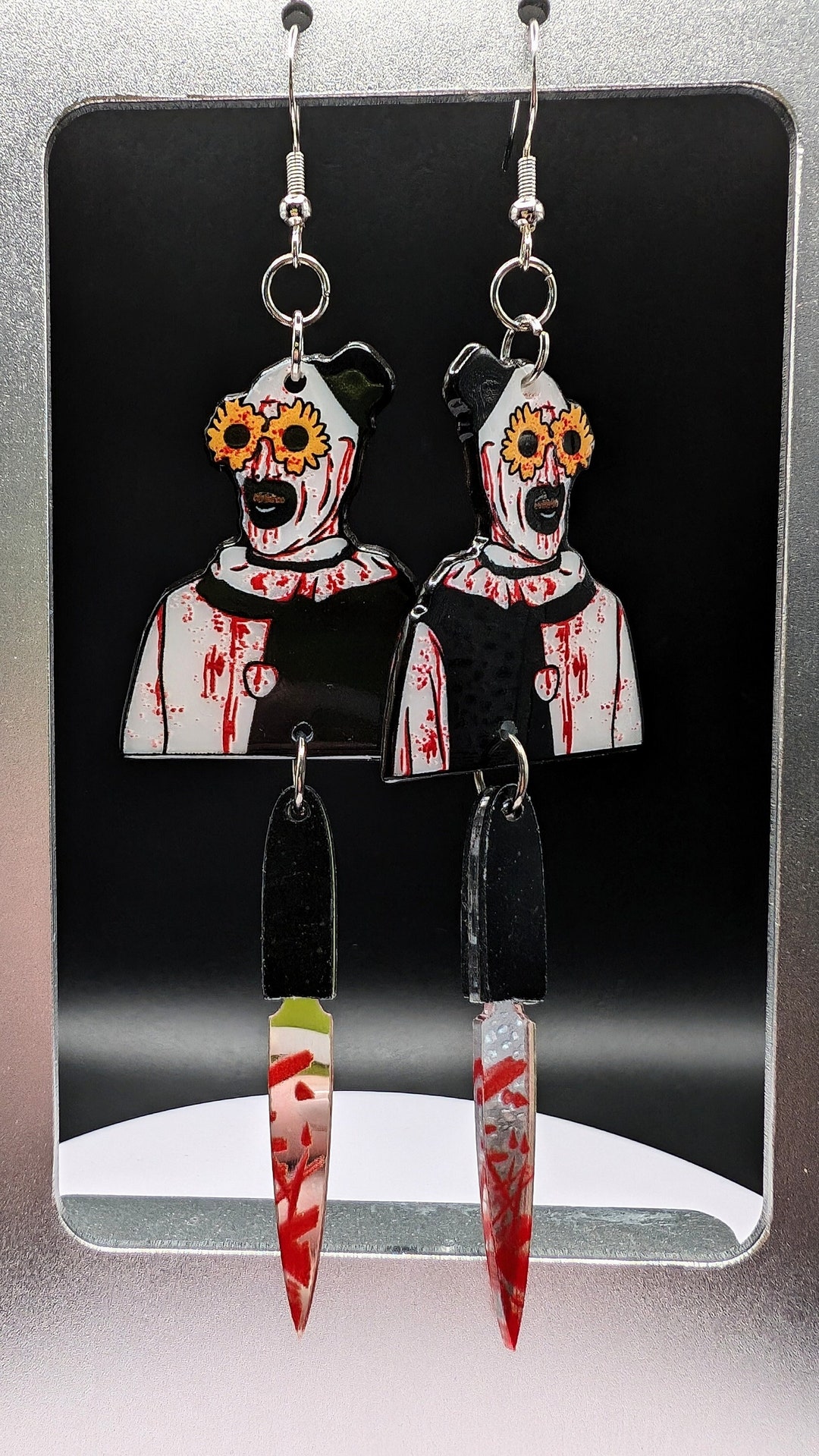 Terrifier Flower Glasses Art the Clown Dangle Earrings - Etsy