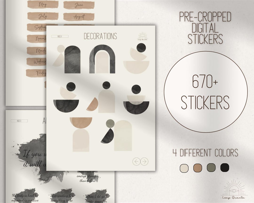 Minimalist Digital Stickers: 670+ Pre-cropped Stickers for Goodnotes ...