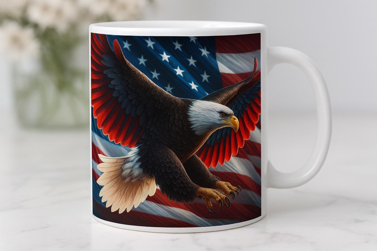 American Bald Eagle With Flag Wings – Patriotic Digital Art Print, USA ...