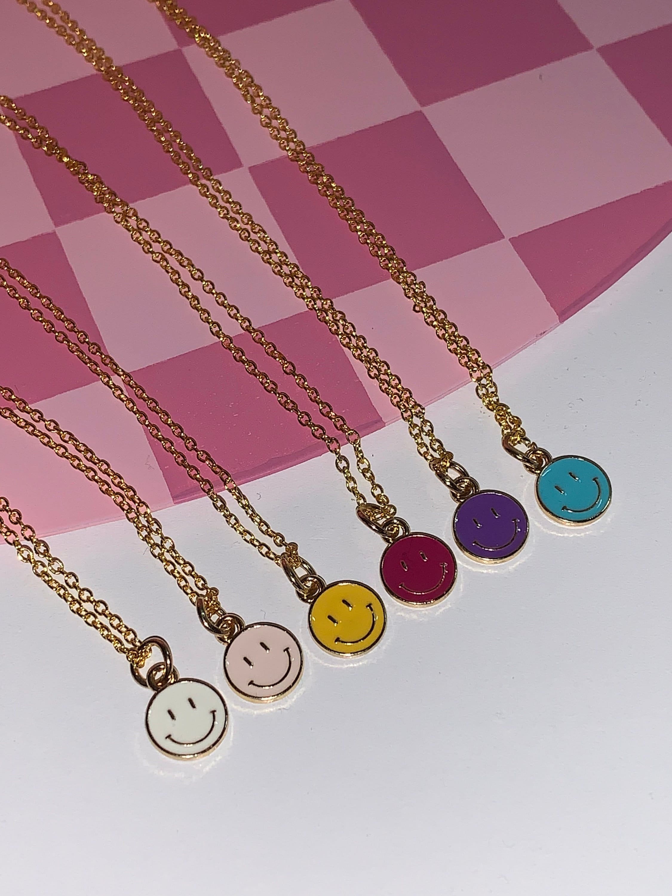 Smiley Face Necklace | Gold Chain - Etsy