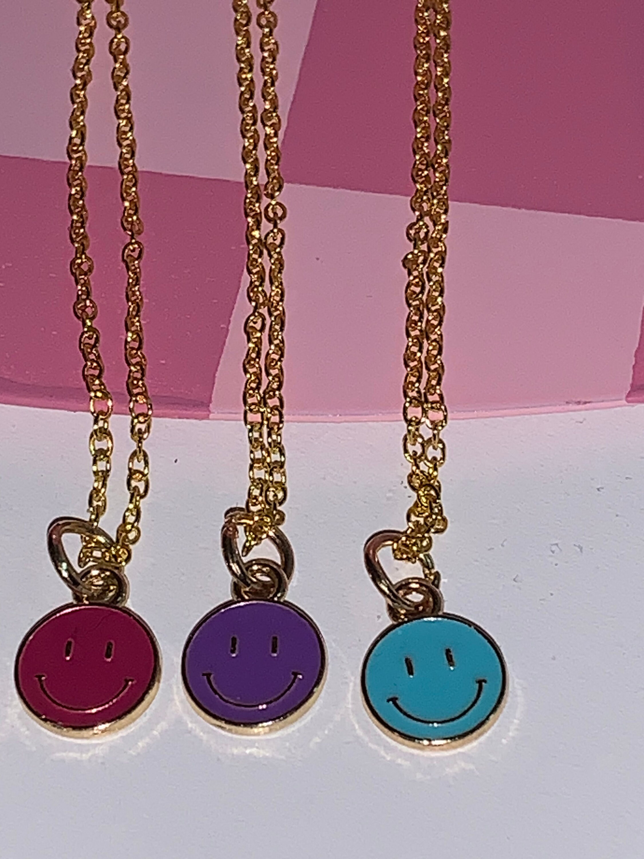 Smiley Face Necklace | Gold Chain - Etsy