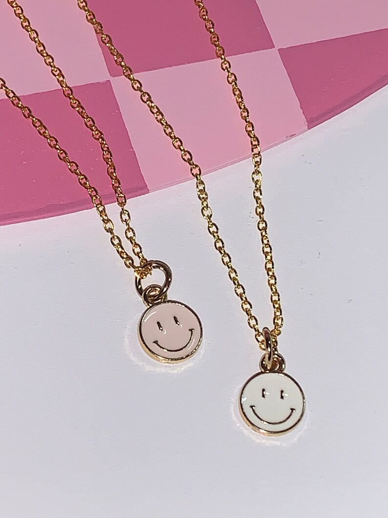 Smiley Face Necklace | Gold Chain - Etsy