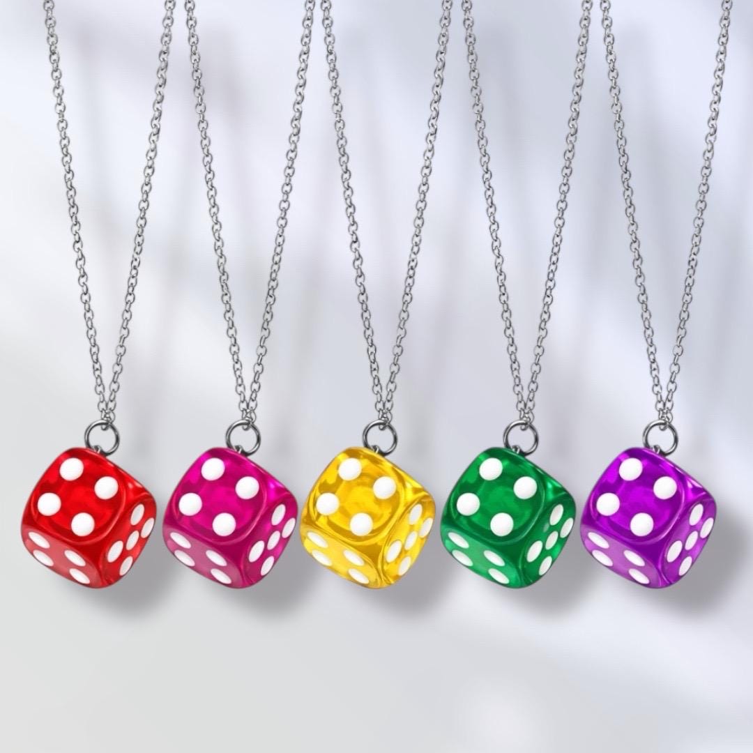 Colorful Dice Necklace | Silver Chain - Etsy