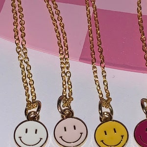Smiley Face Necklace | Gold Chain - Etsy