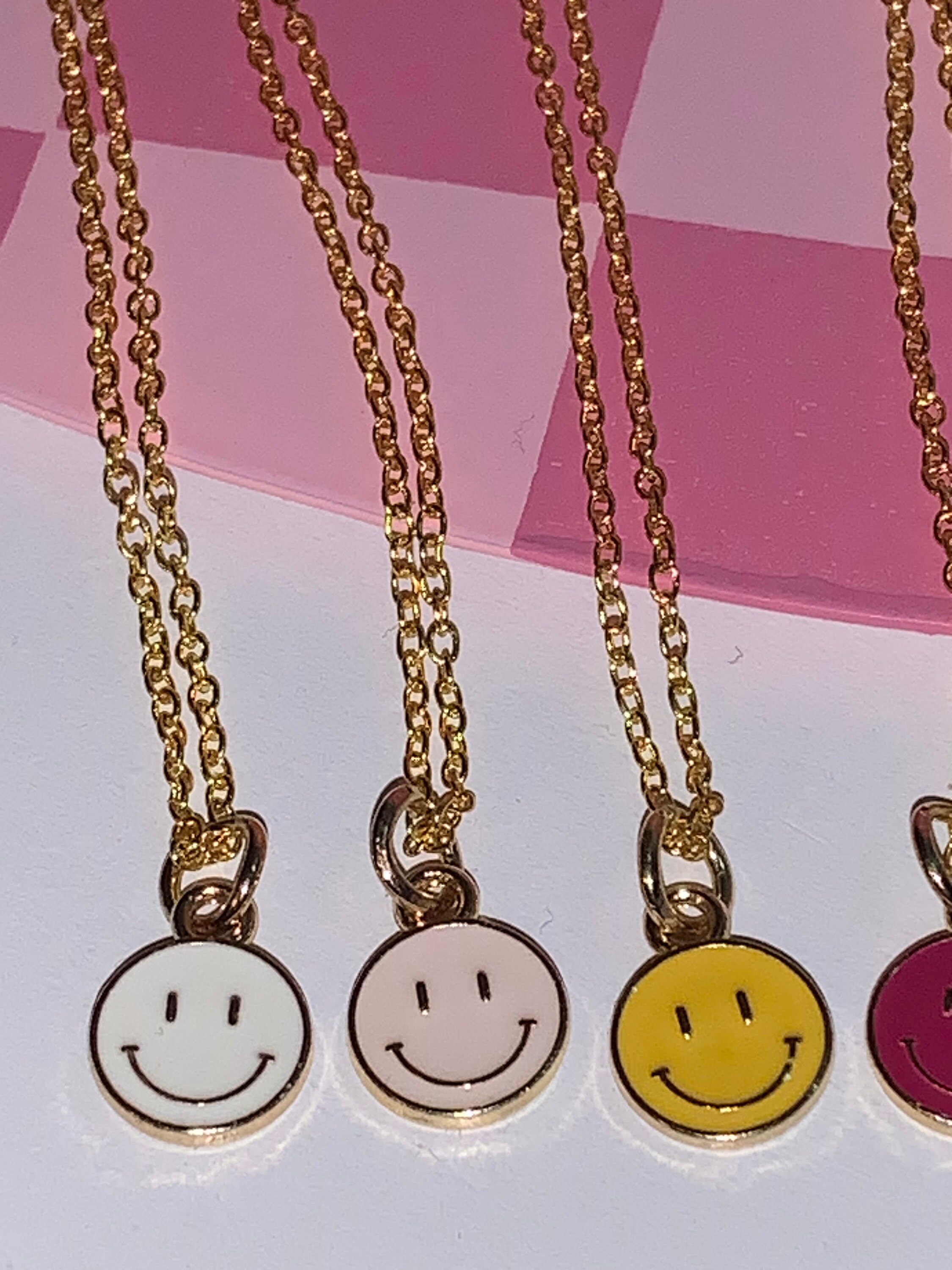 Smiley Face Necklace | Gold Chain - Etsy