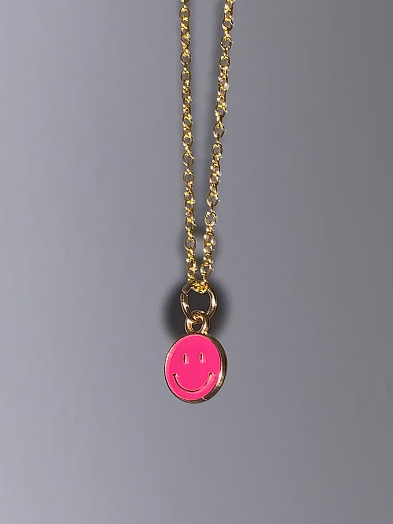Smiley Face Necklace | Gold Chain - Etsy