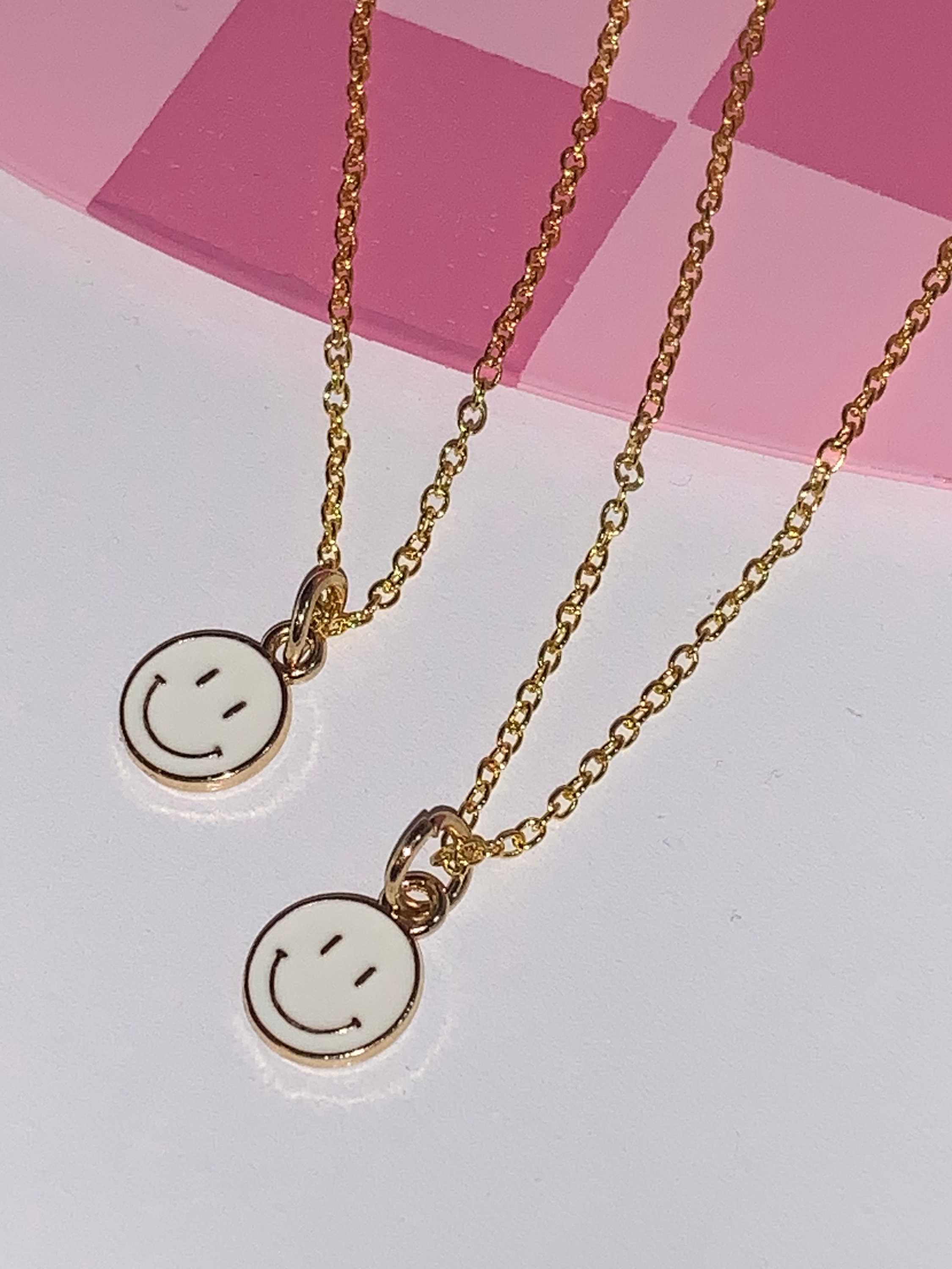 Smiley Face Necklace | Gold Chain - Etsy
