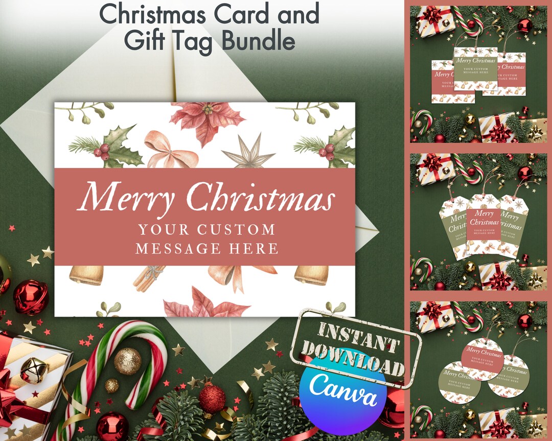 Personalized Printable Christmas Card and Gift Tag Templates - Etsy