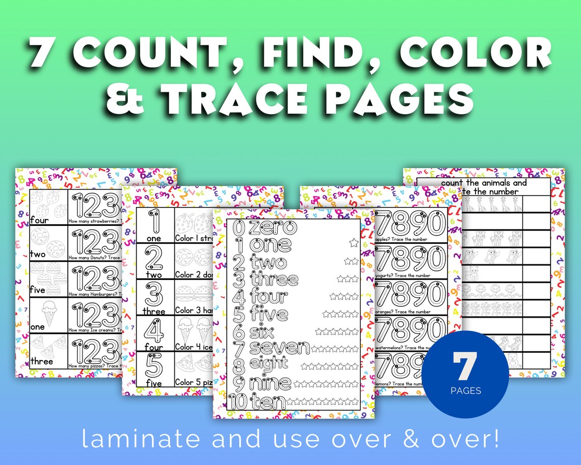 Pre-k Printable Number Tracing Pages and Number Coloring Pages for ...