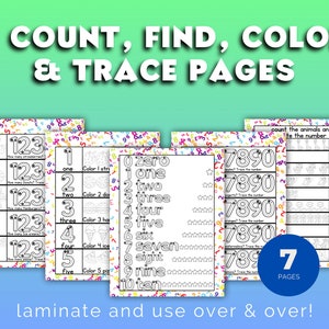 Pre-k Printable Number Tracing Pages and Number Coloring Pages for ...
