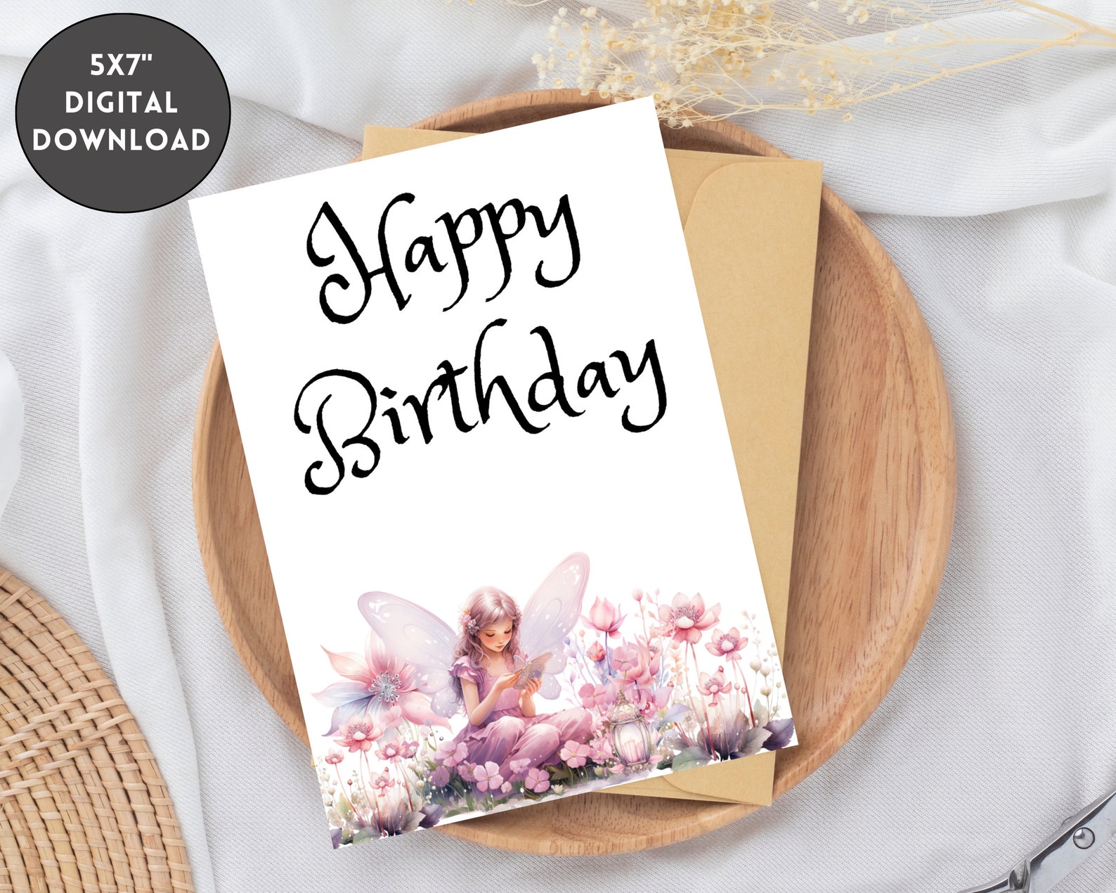 Pink Dreamland Fairy Birthday Card Digital Download Fairy Greeting Card ...