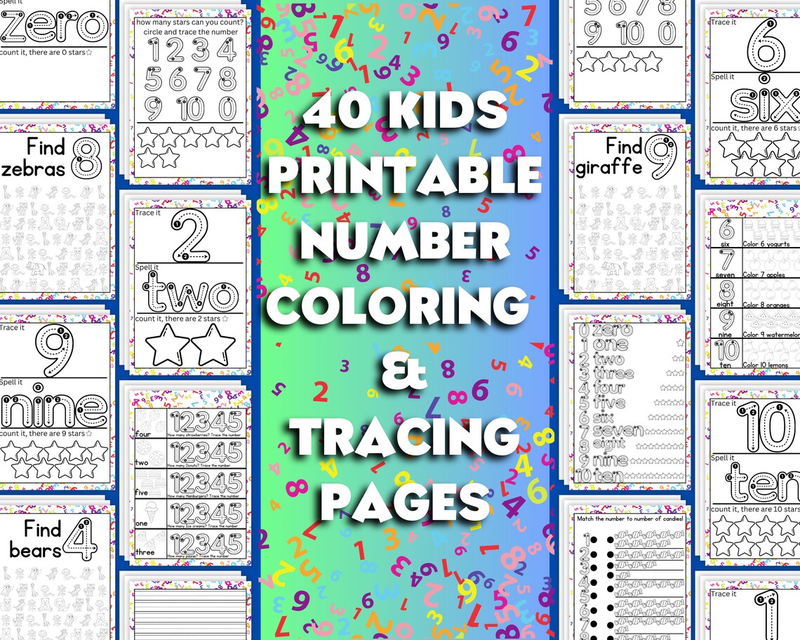 Pre-k Printable Number Tracing Pages and Number Coloring Pages for ...