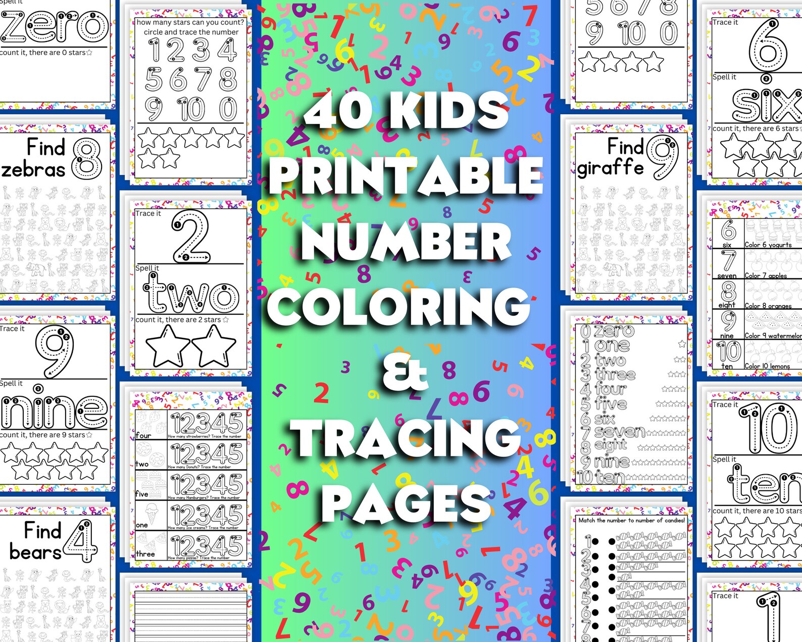 Pre-k Printable Number Tracing Pages and Number Coloring Pages for ...