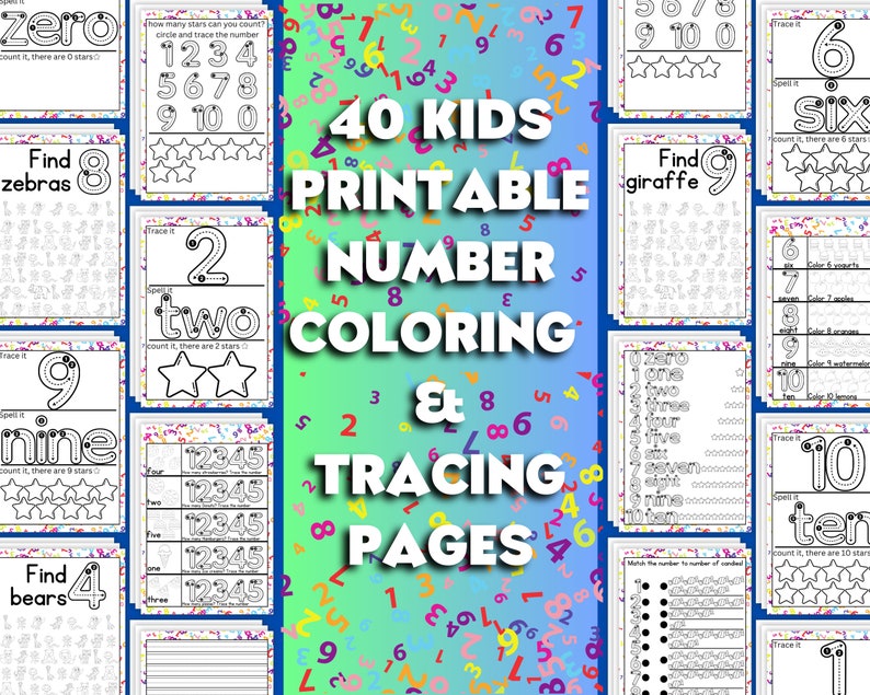 Pre-k Printable Number Tracing Pages and Number Coloring Pages for ...