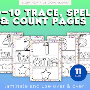 Pre-k Printable Number Tracing Pages and Number Coloring Pages for ...