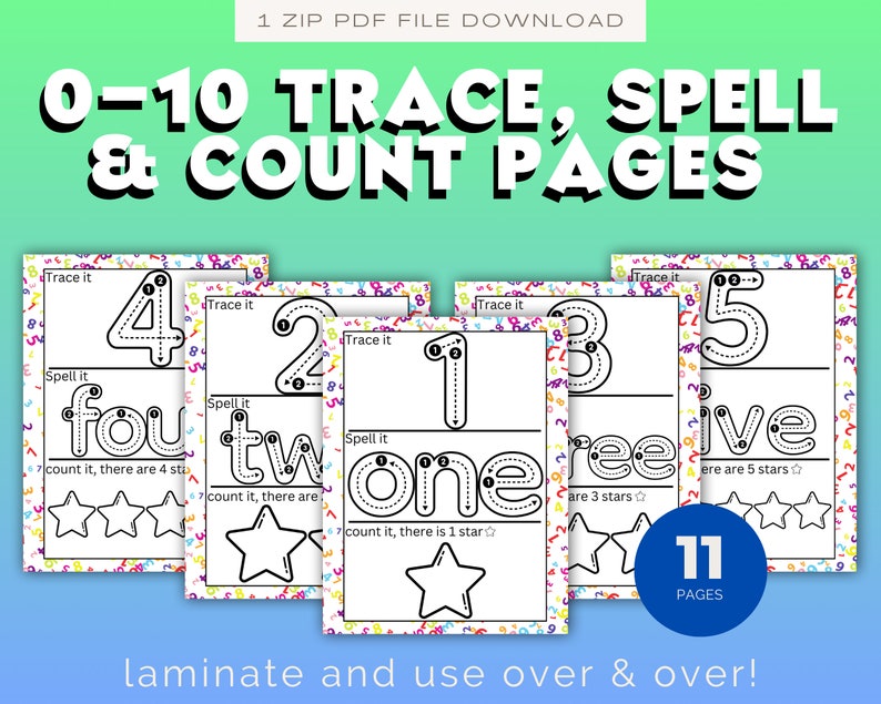 Pre-k Printable Number Tracing Pages and Number Coloring Pages for ...