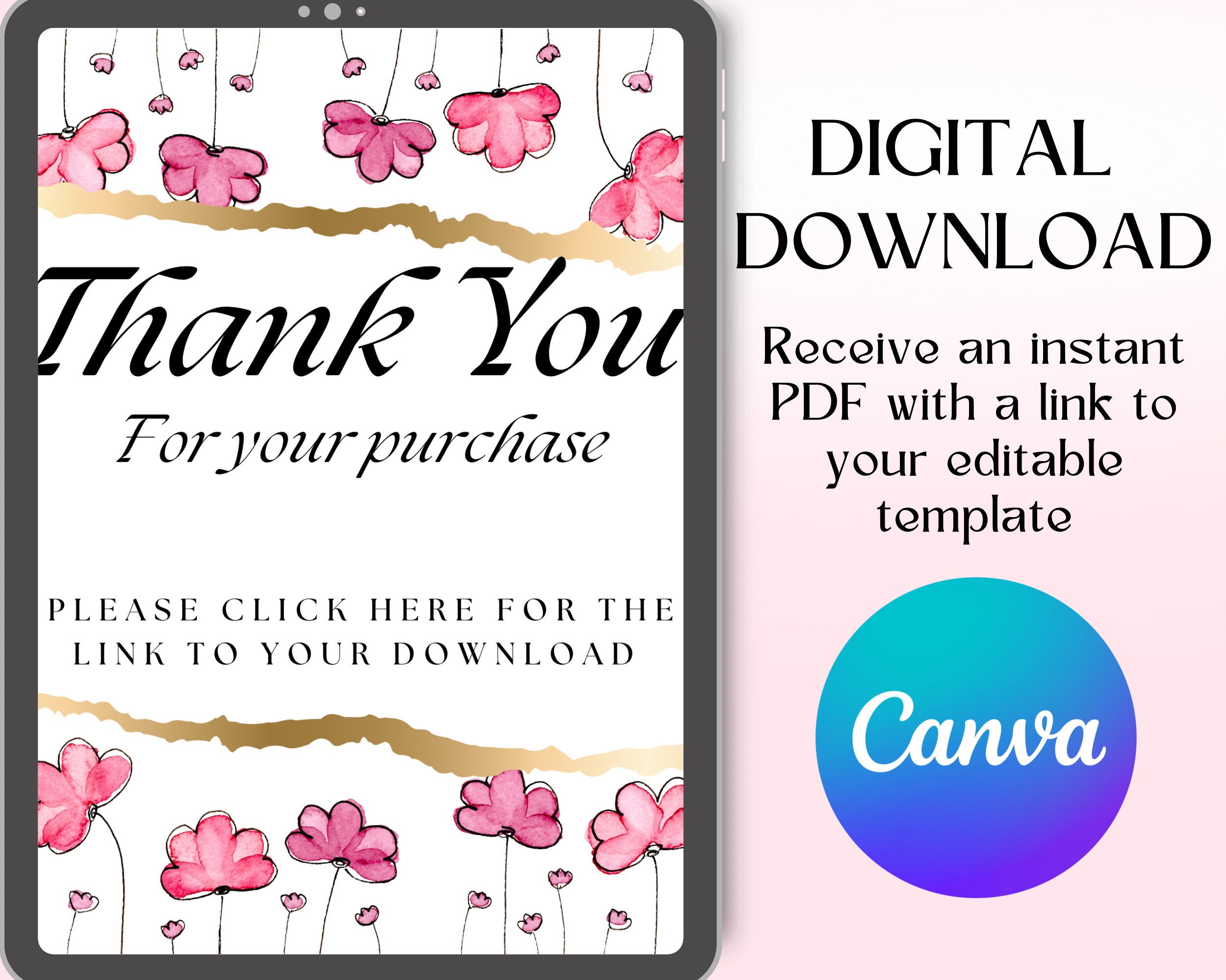 Pink Flower Birthday Card Printable Digital Download Cute Birthday ...