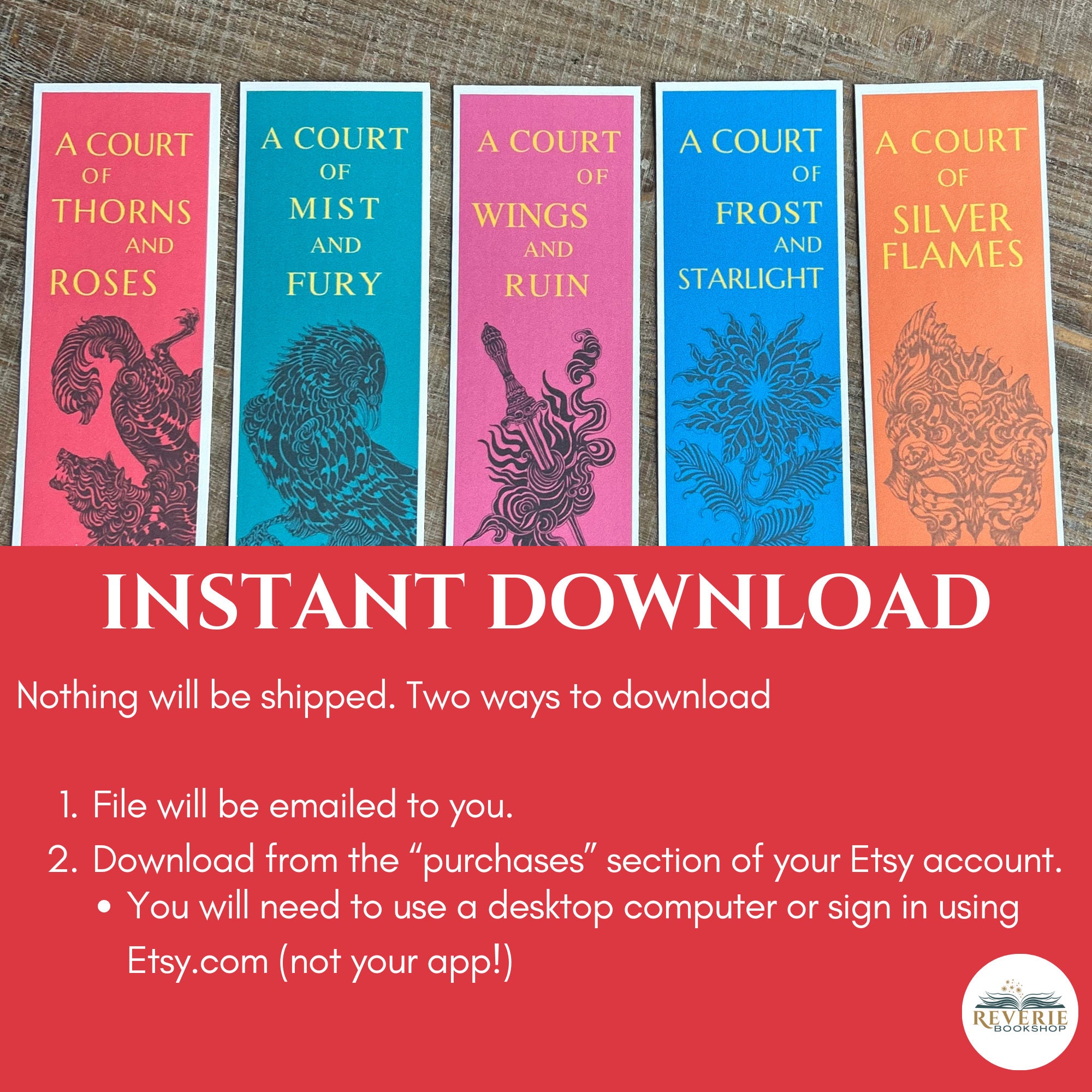 ACOTAR Printable Bookmarks PDF Sarah J. Maas Bookmark Set of 5 Last ...