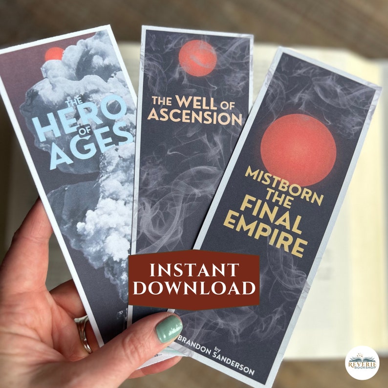 Mistborn Printable Bookmarks | PDF Cosmere Bookmark Set of 3 | Last ...