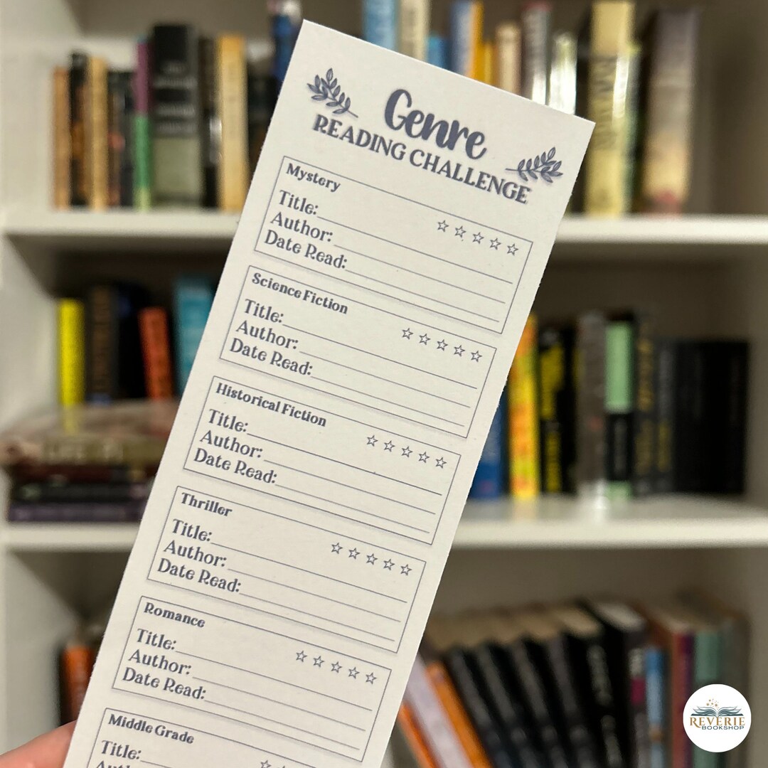 Genre Reading Challenge Bookmark 2.5x7 Inch Printed on Cardstock Book ...