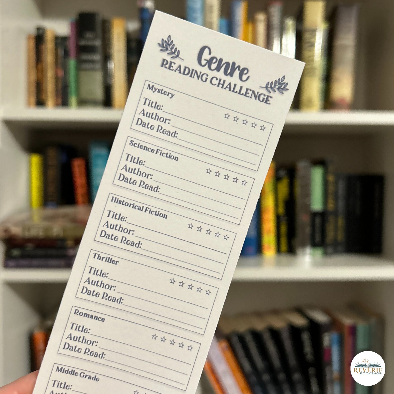 Genre Reading Challenge Bookmark 2.5x7 Inch Printed on Cardstock Book ...
