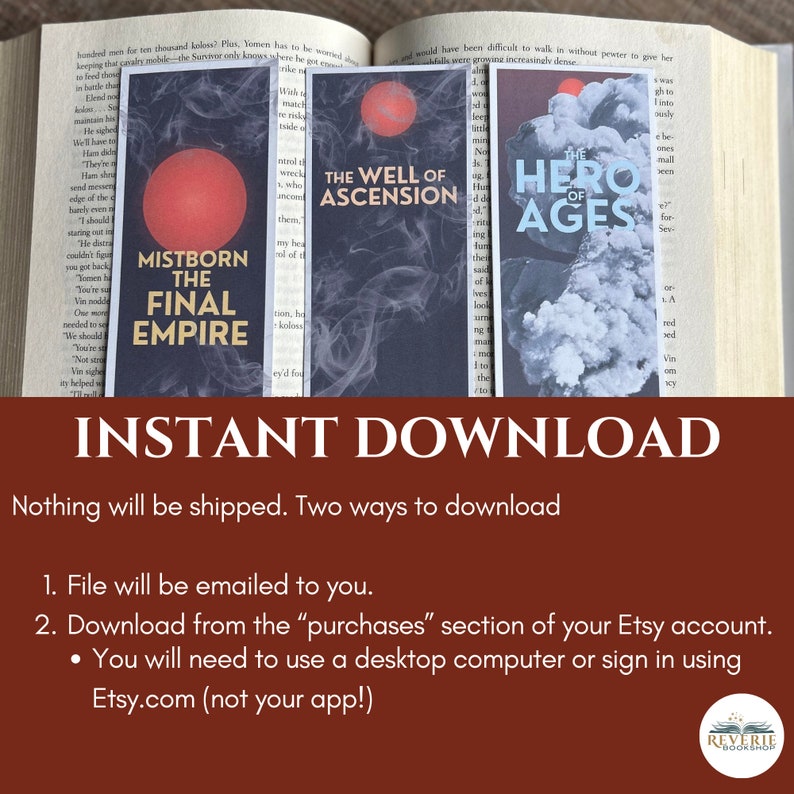 Mistborn Printable Bookmarks | PDF Cosmere Bookmark Set of 3 | Last ...