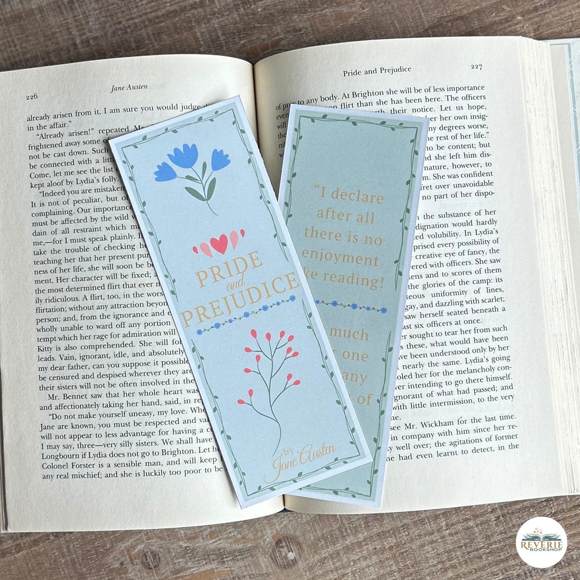 Pride and Prejudice Printable Bookmark With Jane Austen Book Quote 2 ...