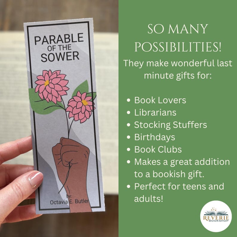 Parable of the Sower Printable Bookmark Set – Octavia Butler Quote ...