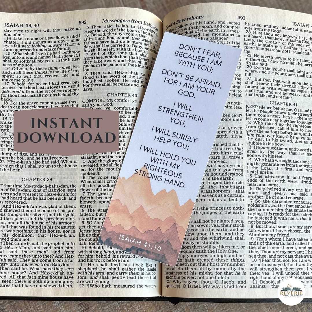 Isaiah 41:10 Printable Bookmark With Mountains | Bible Reading ...