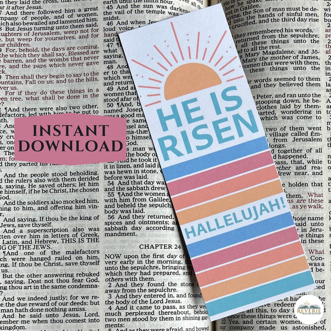 He is Risen Printable Bookmark Easter Reading Accessory 2.5x7 Inches ...