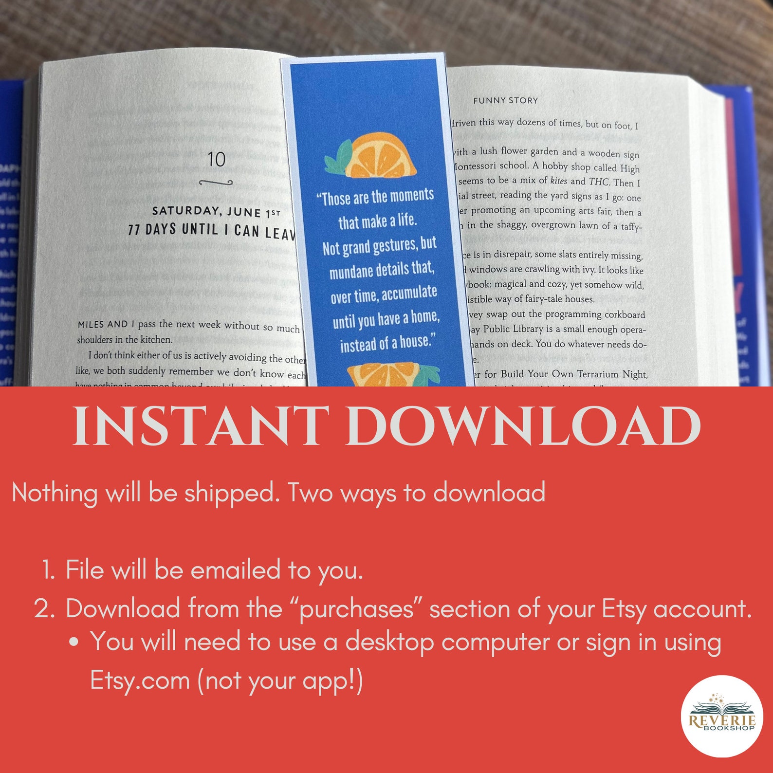 Funny Story Printable Bookmark With Emily Henry Book Quote 2.5x7 in ...
