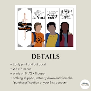 Percy Jackson Printable Bookmarks | Paper Bookmarks | PDF PJO Bookmark ...