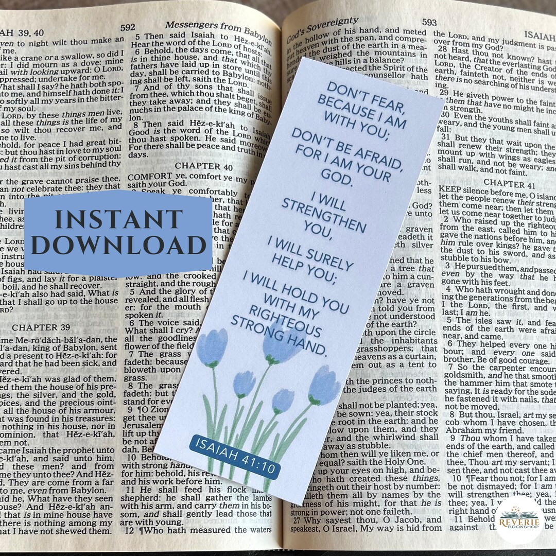 Isaiah 41:10 Printable Bookmark With Lilies | Bible Reading Accessory ...