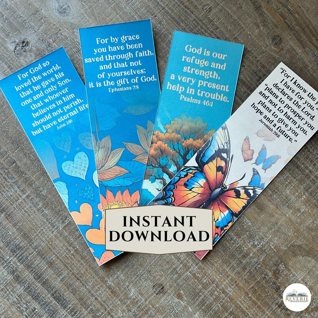 Printable Bible Verse Bookmark Set, Digital Bookish Gift for Christian ...