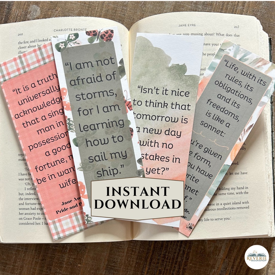 Beautiful Quotes Printable Bookmarks Paper Bookmarks PDF Women Authors ...