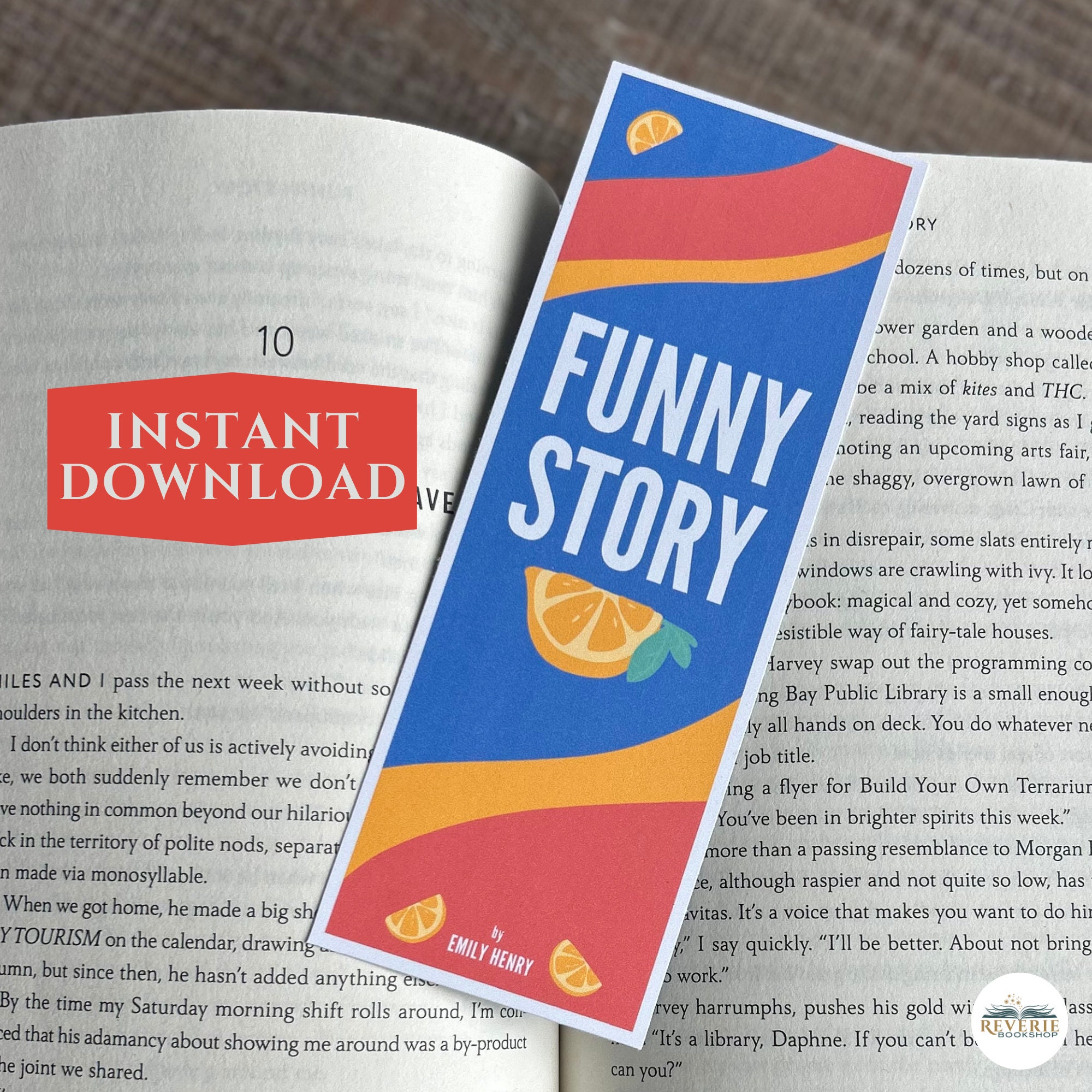 Funny Story Printable Bookmark With Emily Henry Book Quote | 2.5x7 in ...