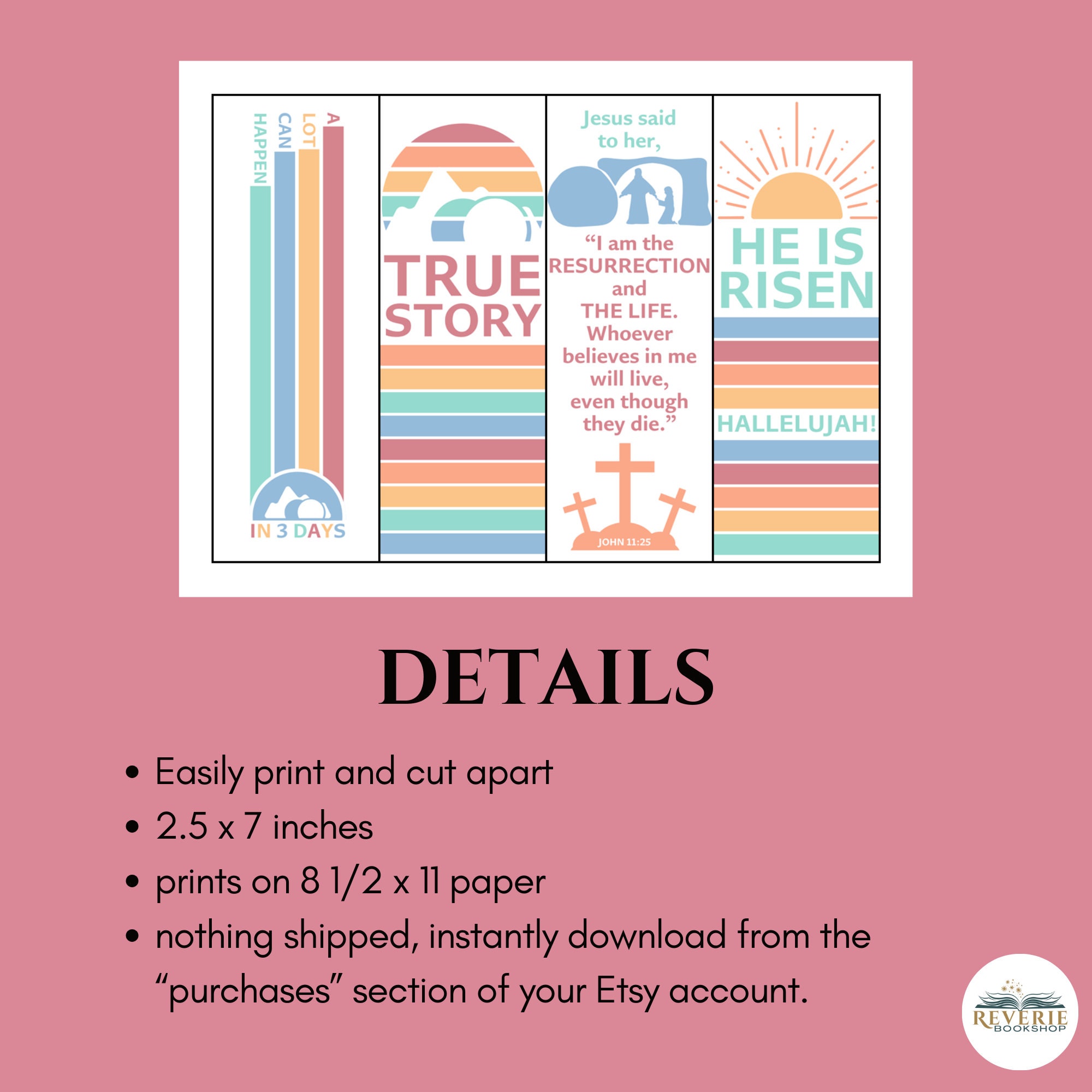 Easter Printable Bookmarks Paper Bookmarks PDF Bible Bookmark Set ...