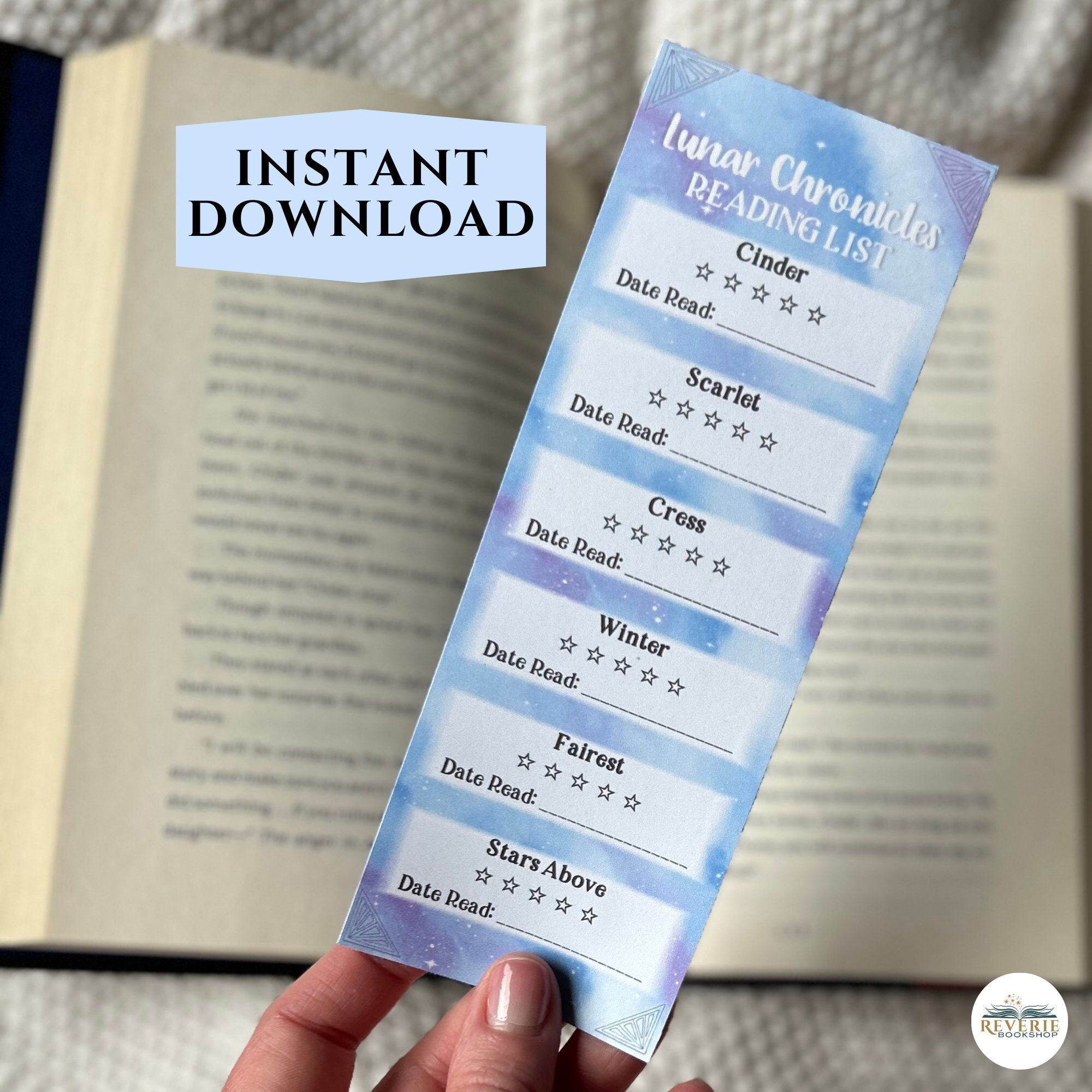 Lunar Chronicles Reading Log Printable Bookmark PDF Bookmark - Etsy