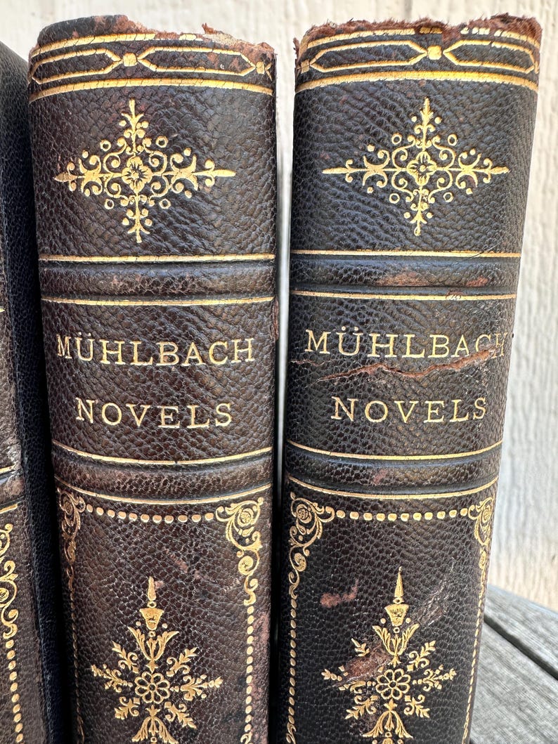 Antique 1898 Set 7 of Historical Books Muhlbach Novels/ Leather Bound ...