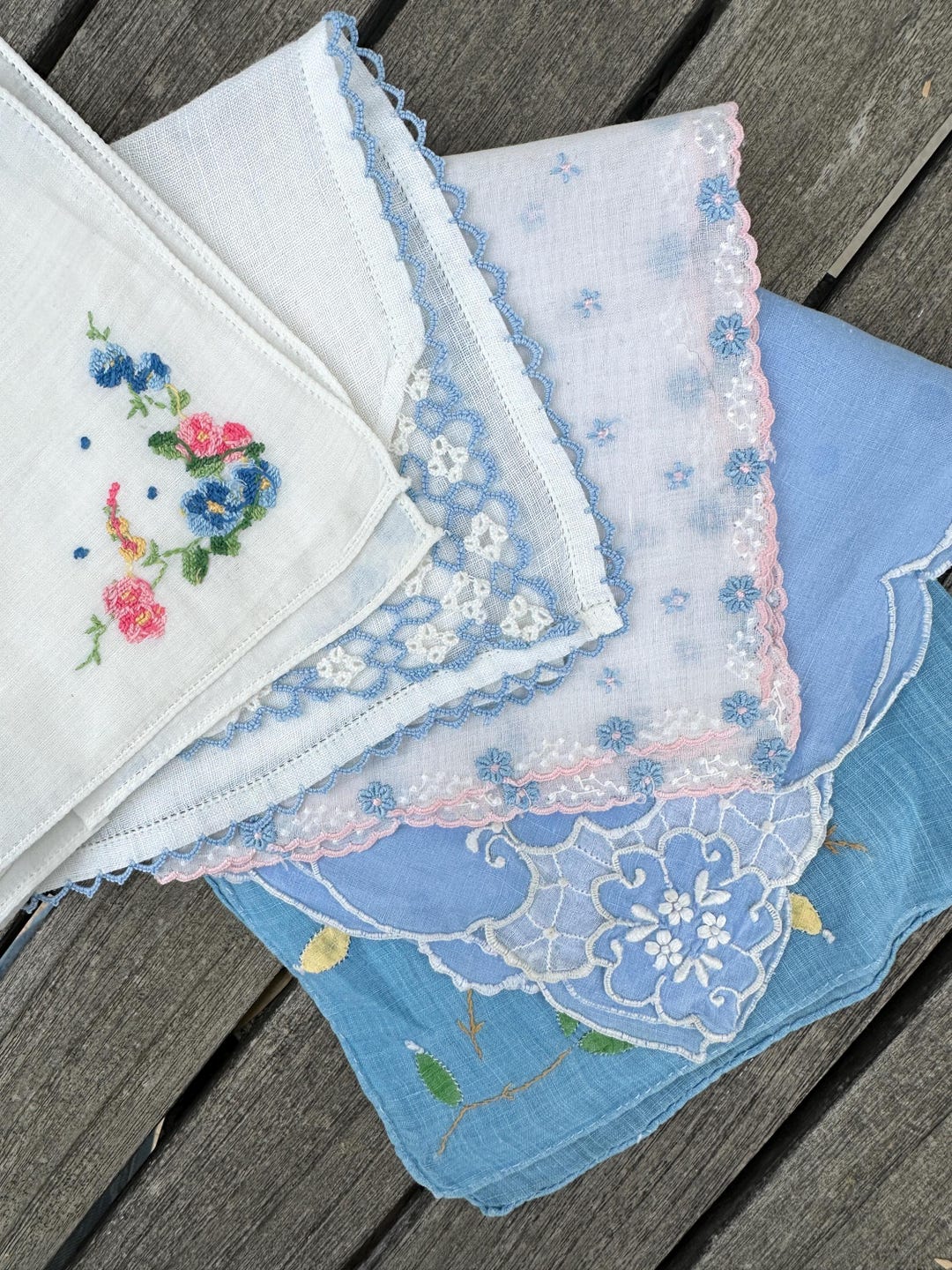 Vintage Blue Handkerchiefs - 1950s Wedding Hankies, Set of 5 - Etsy