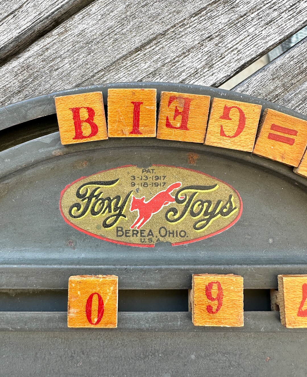 Antique Tin Alphabet Spelling Math Board/ 1917/ Foxy Toys/ Victorian ...