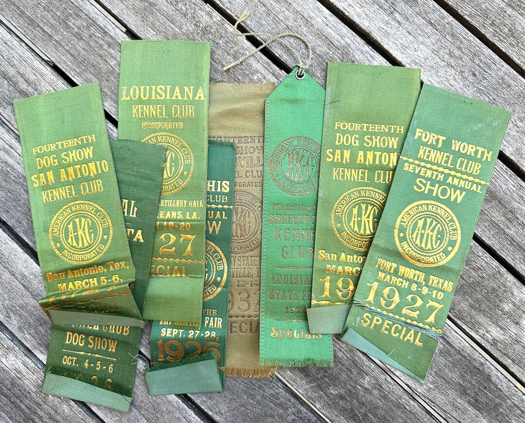 8 Green Special Dog Show Ribbons/ 1920's/ AKC/ State Fair Shows/dog ...