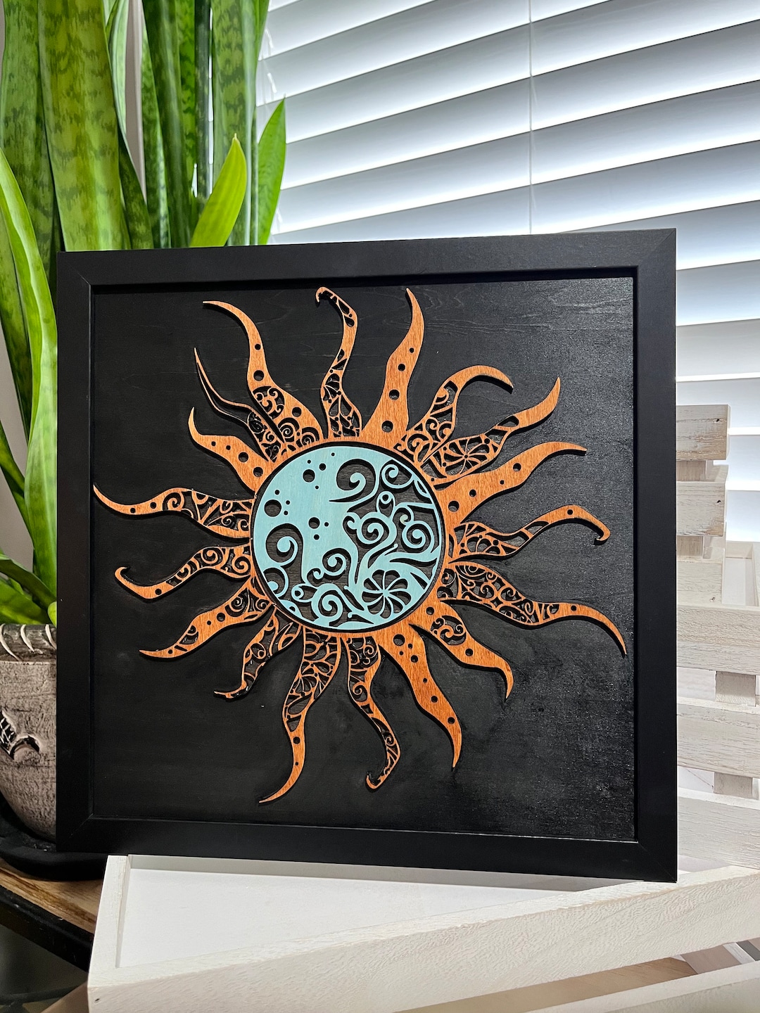 Sun Wooden Wall Art Beachwood Wall Art Wave Wall Art Ocean Wall Art ...